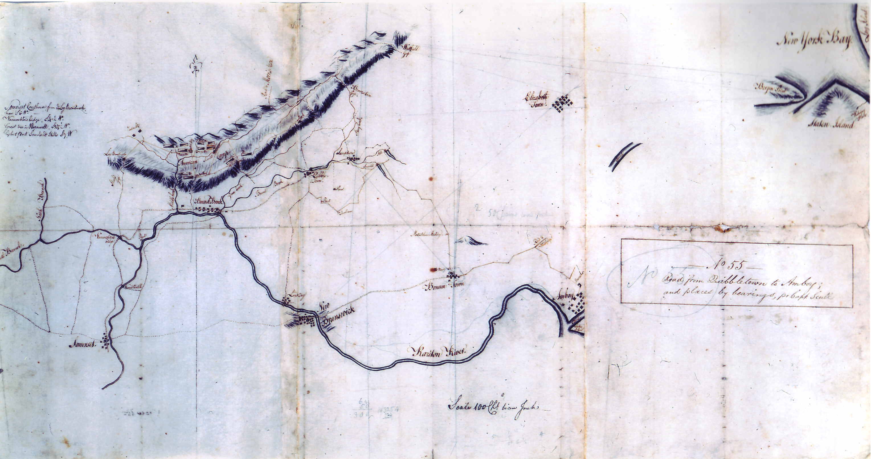 Road from Quibbletown to Amboy map